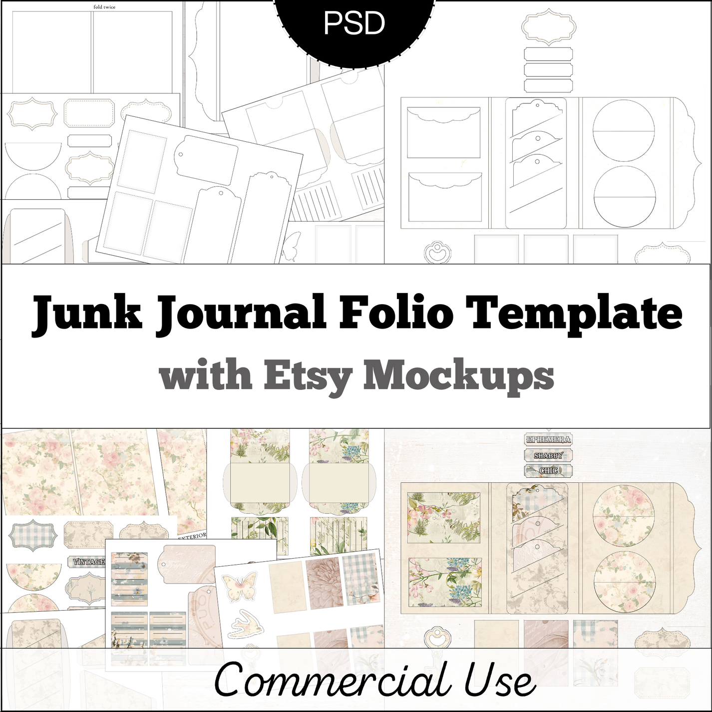 Junk Journal PSD Template with Commercial Use - Circle & Slit Pockets ...