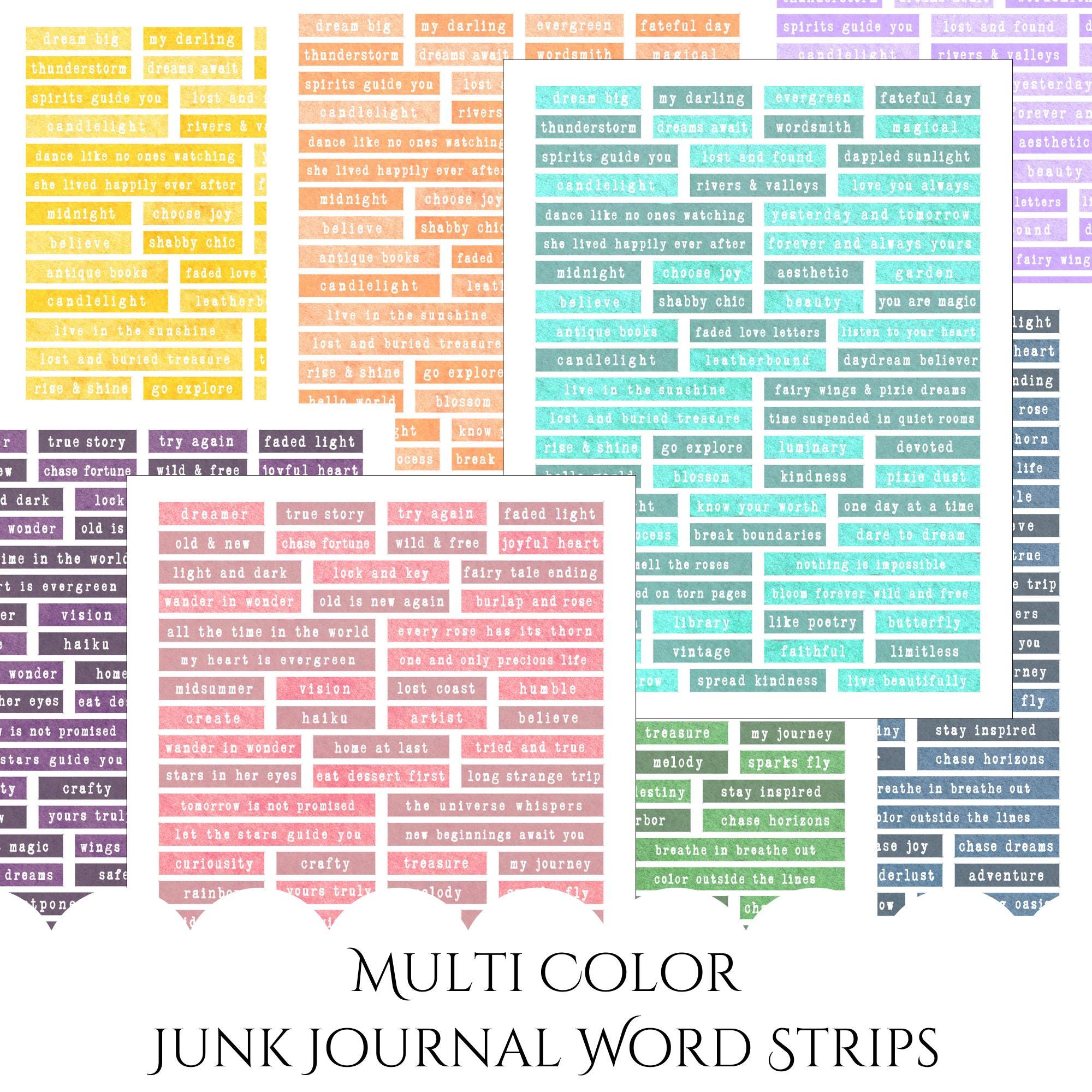 Colored Junk Journal Word Strips – Country Mouse Prints