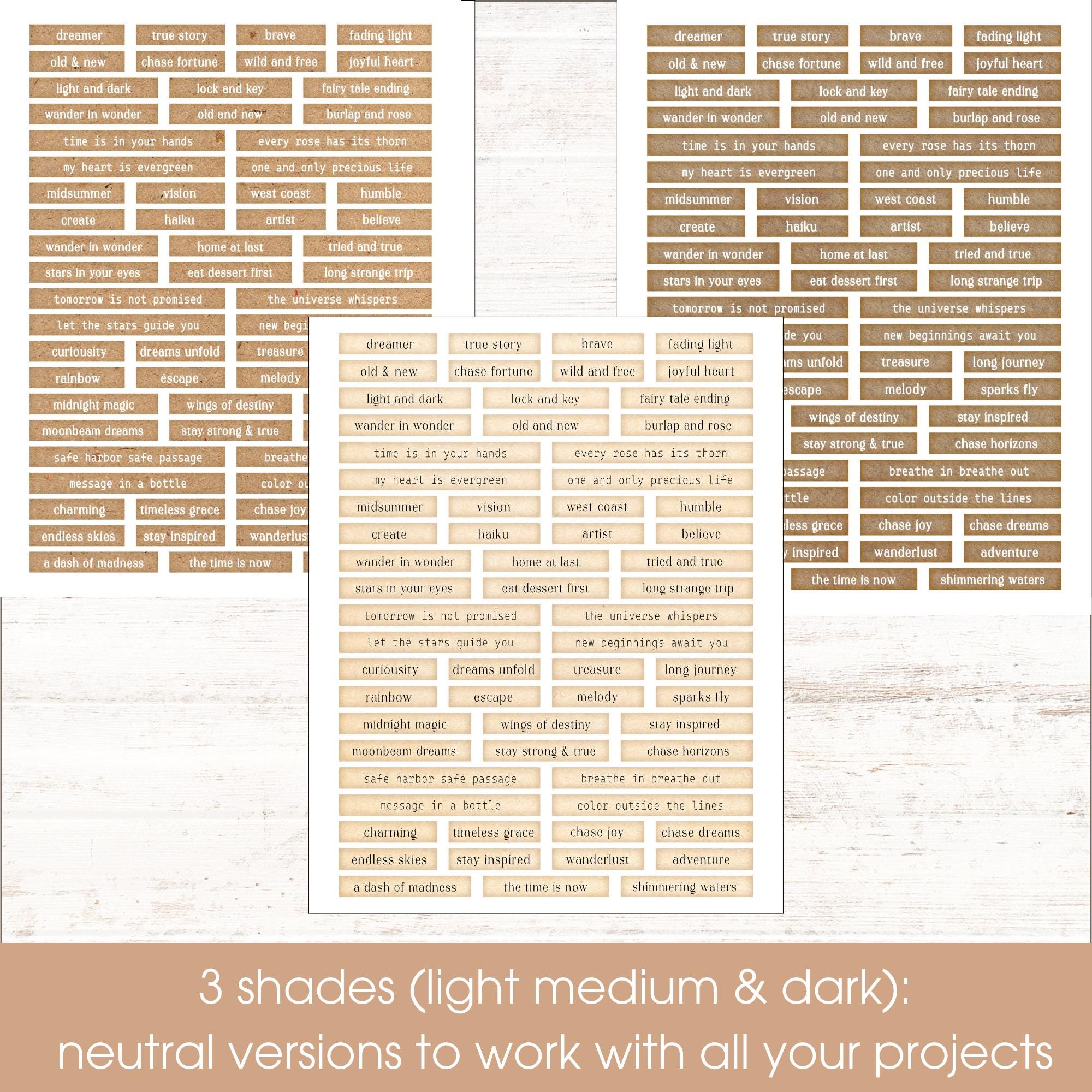 Junk Journal Word Strips Sentiments Labels – Country Mouse Prints