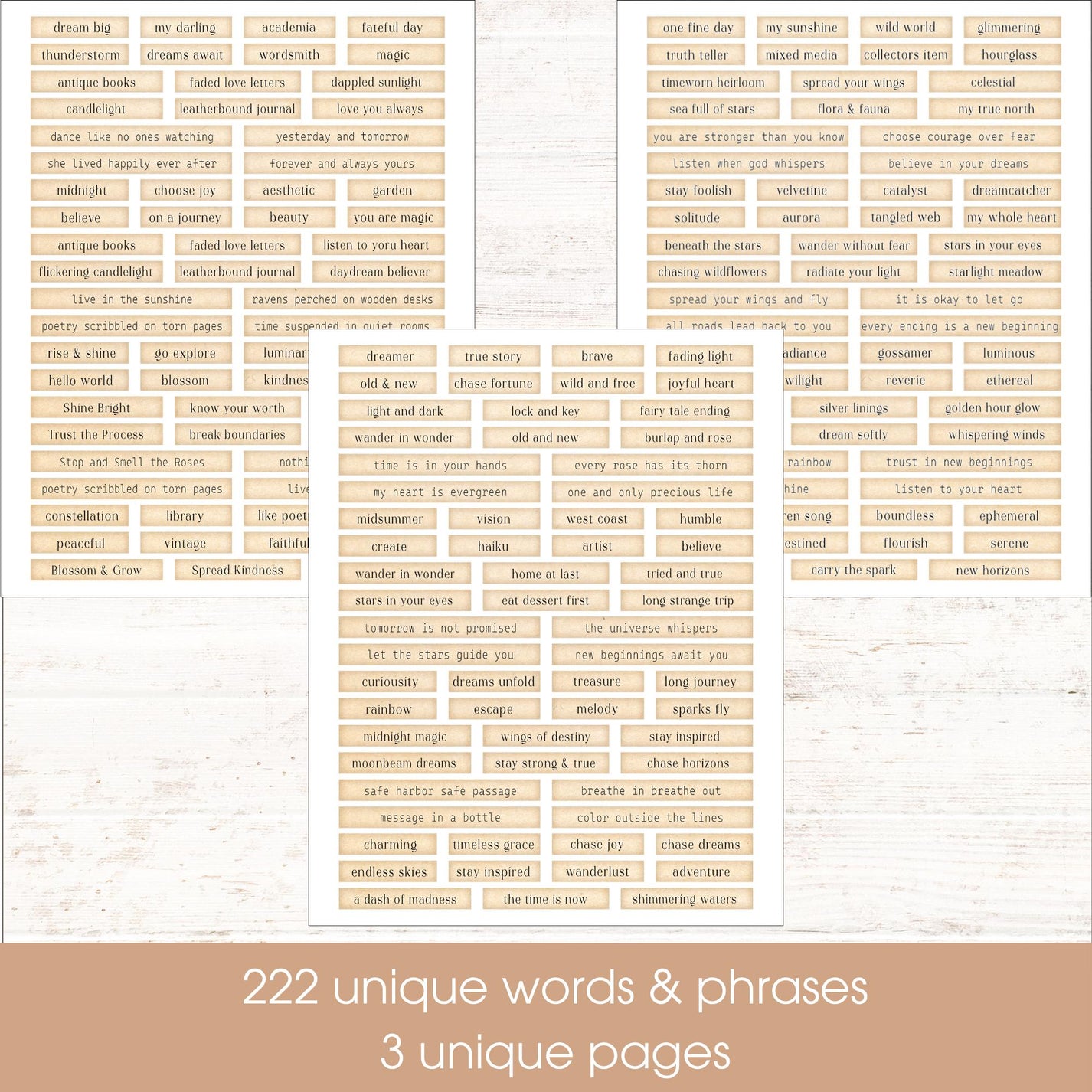 Junk Journal Word Strips Sentiments Labels – Country Mouse Prints