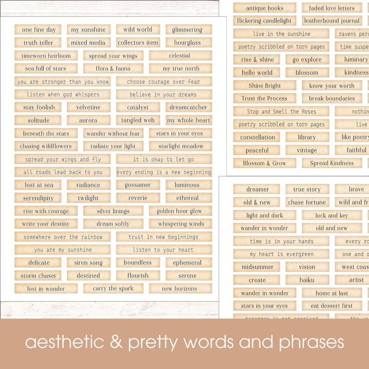Junk Journal Word Strips Sentiments Labels – Country Mouse Prints