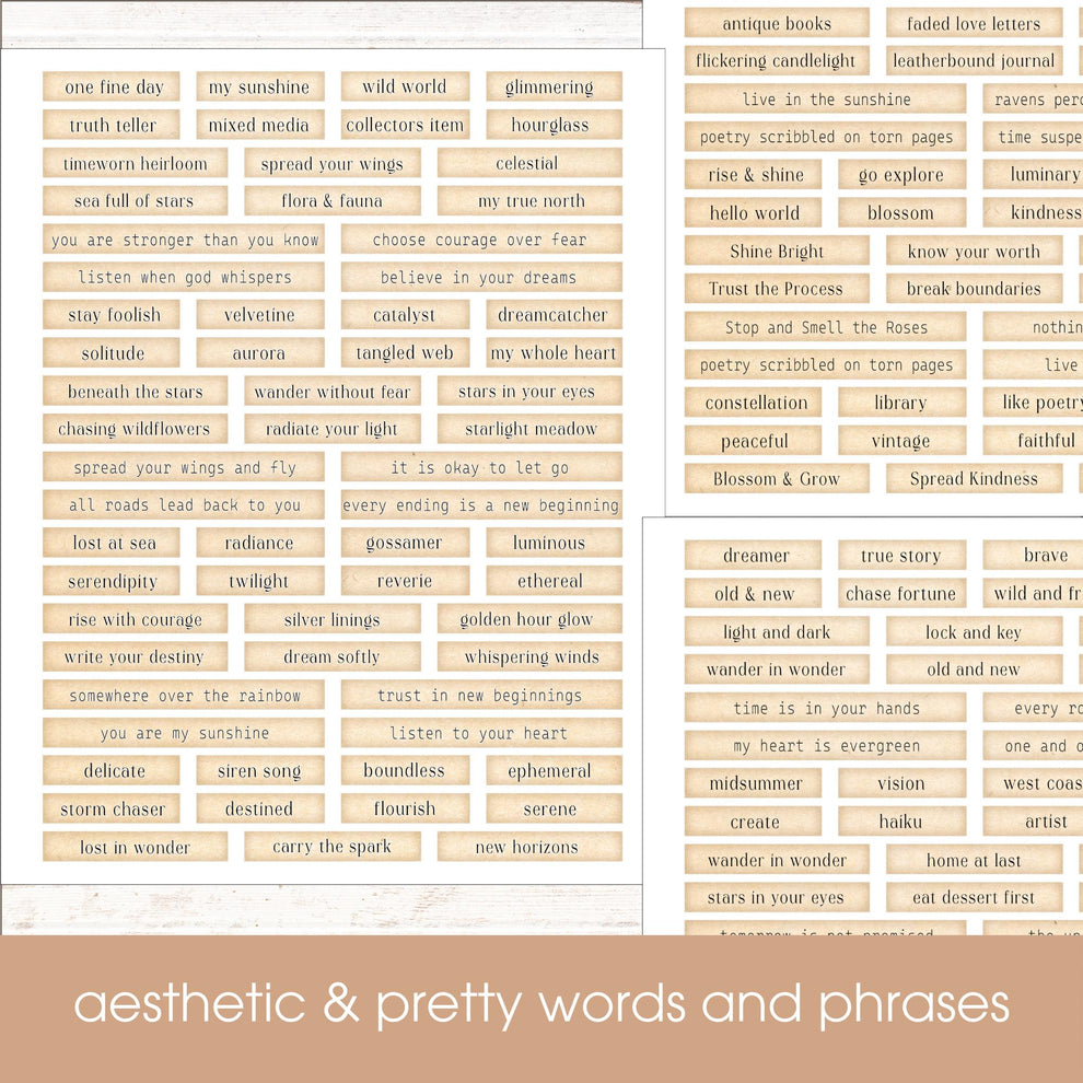 Junk Journal Word Strips Sentiments Labels – Country Mouse Prints