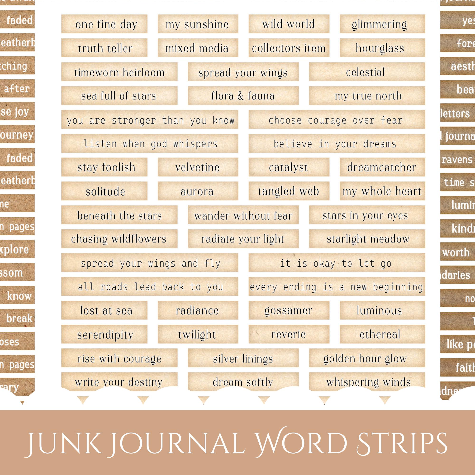 Junk Journal Word Strips Sentiments Labels – Country Mouse Prints